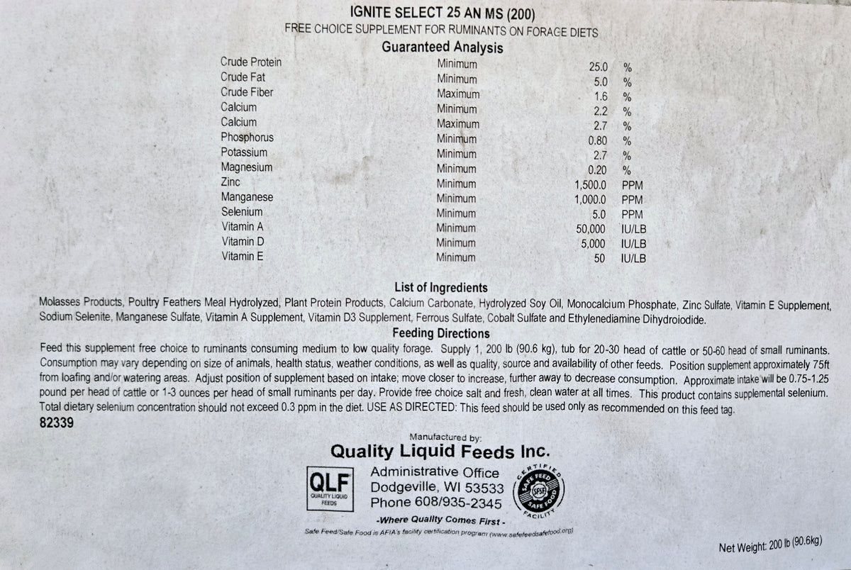 QLF Ignite 25% All-Natural Tub 200# – O'NEAL'S FARM AND GARDEN