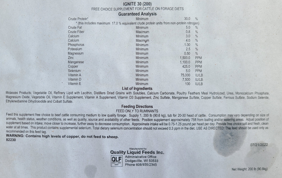 QLF Ignite 30% Tub 200# – O'NEAL'S FARM AND GARDEN